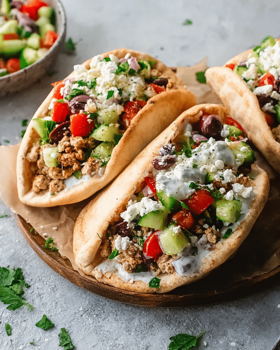 Mediterranean Ground Chicken Pitas