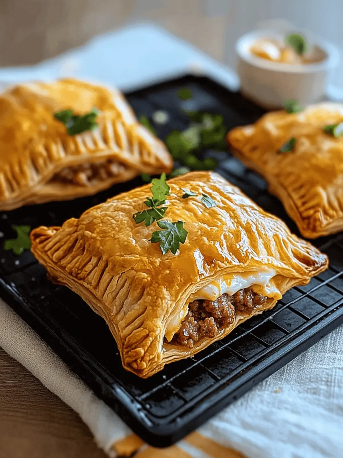 Delicious Puff Pastry Breakfast Hand Pies with Sausage Egg & Cheese