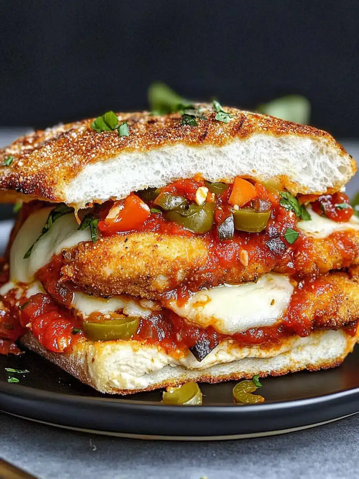Ultimate Double Chicken Parm with Spicy Giardiniera Sandwich