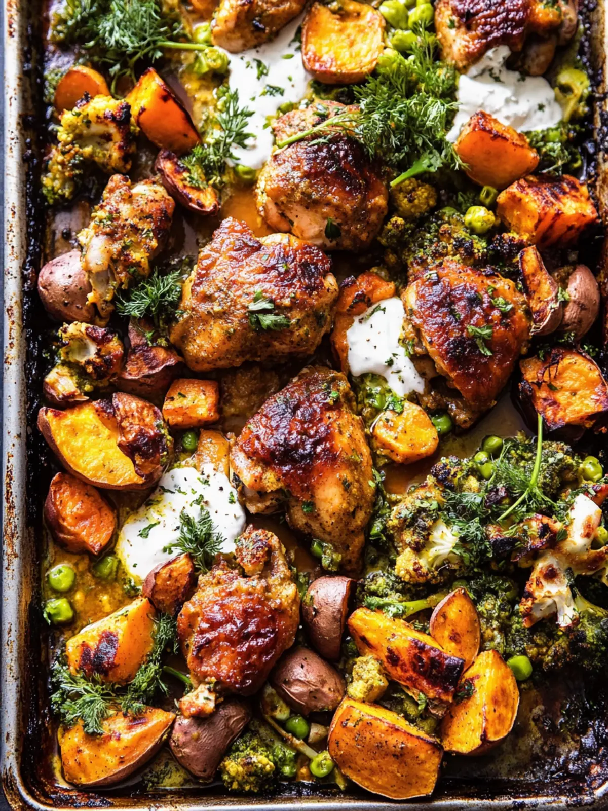Irresistible Sheet Pan Curry Butter Chicken with Sweet Potatoes